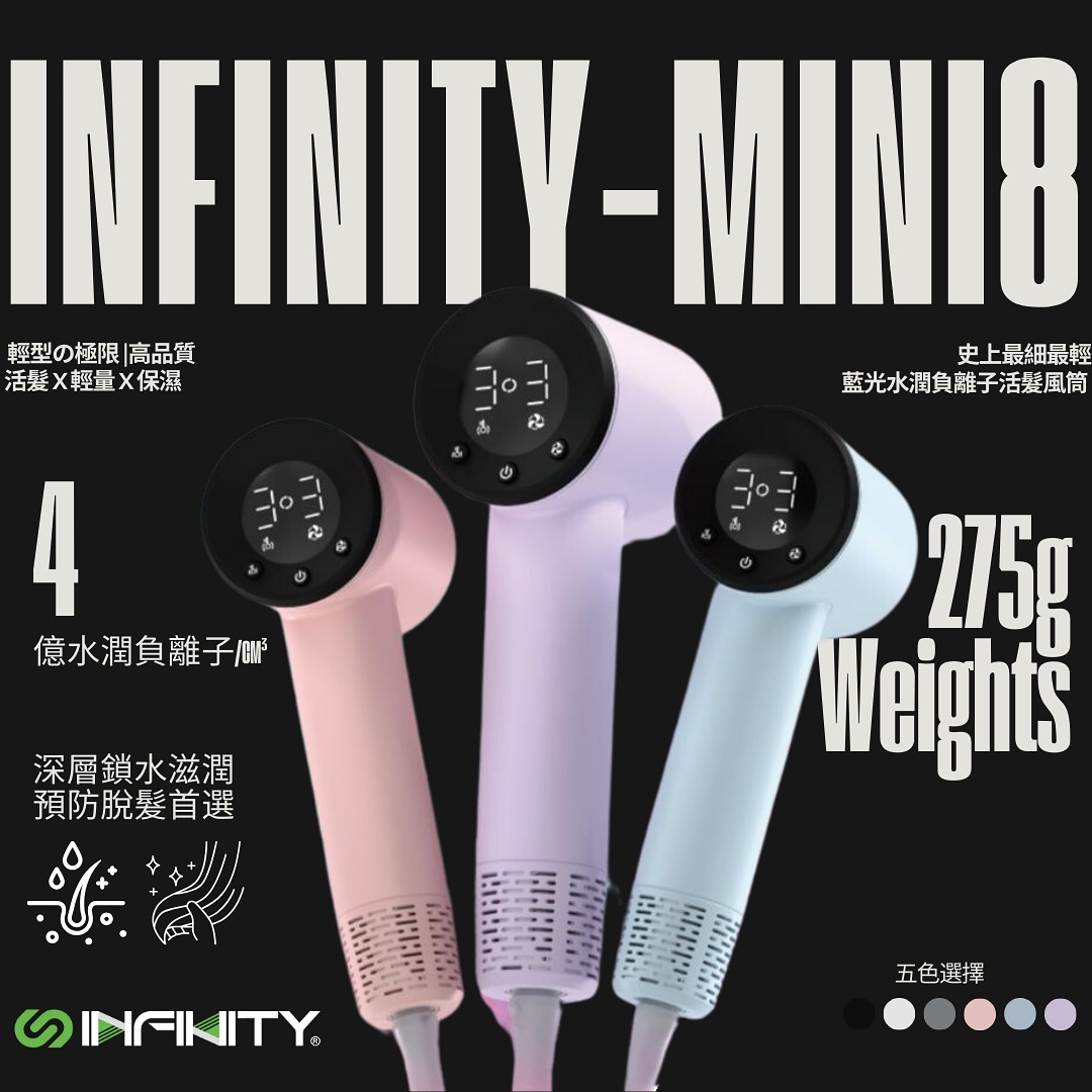 NFINITY MINI8 藍光水潤負離子吹風機 - Meetech遇科技